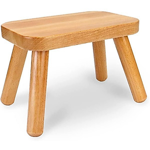 KVIPY Wood Stool Step, Solid Hard Seat Stool with Non-Slip Feet, 10 Inch Doorway Shoe Changing Stool for Bathroom, Living Room, Bedroom, Laundry Room, Garden