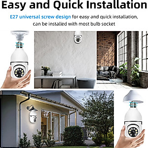 3MP Camera Light Bulb,Security Camera Light Bulb Outdoor Supports 2.4G,Keilini Light Bulb Security Camera Outdoor Wireless WiFi Waterproof, Light Bulb Camera 360 Outdoor Compatible With Alexa.