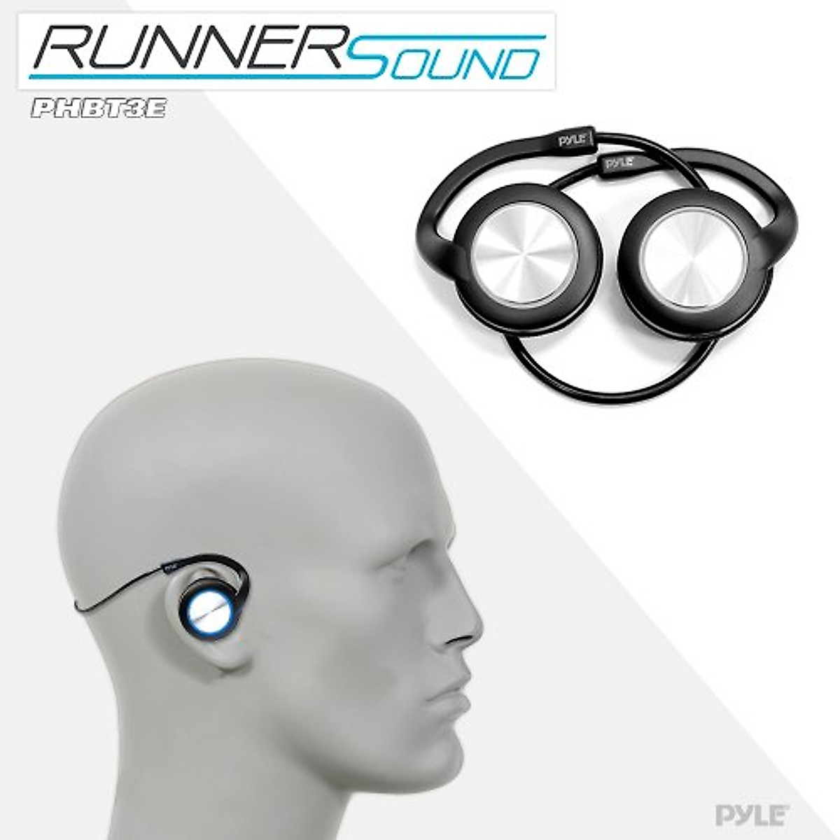 Pyle PHBT3E Bluetooth Sports Flex Headphones with Wrap Around Flexible Band and Built-In Mic