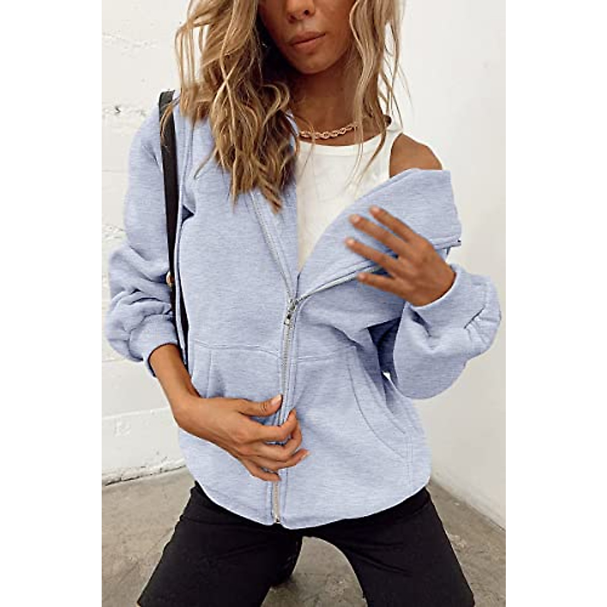 Trendy Queen Womens Hoodies Y2K Clothes 2023 Fall Fashion Zip up Oversized Sweatshirts Comfy Fleece Jackets Long Sleeve Teen Girls Winter Casual Cute Clothing Grey