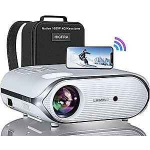 HD 1080P 4K Projector with WiFi and Bluetooth 2022 Upgraded 14000Lumen Outdoor Movie Projector 4P/4D Keystone Correction 50% Zoom Dolby PPT Projector 4K Compatible TV Stick iOS & Android Smartphone