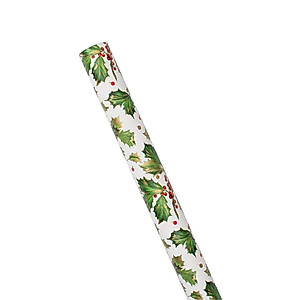Caspari Gilded Holly 30 in. x 8 ft. Wrapping Paper in White, 2 Rolls Included