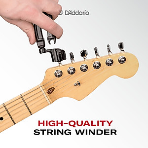 D'Addario Accessories Pro-Winder - The Original Guitar String Winder, Guitar String Cutter, Guitar Bridge Pin Puller - All in One Guitar Tool for Restringing - Black