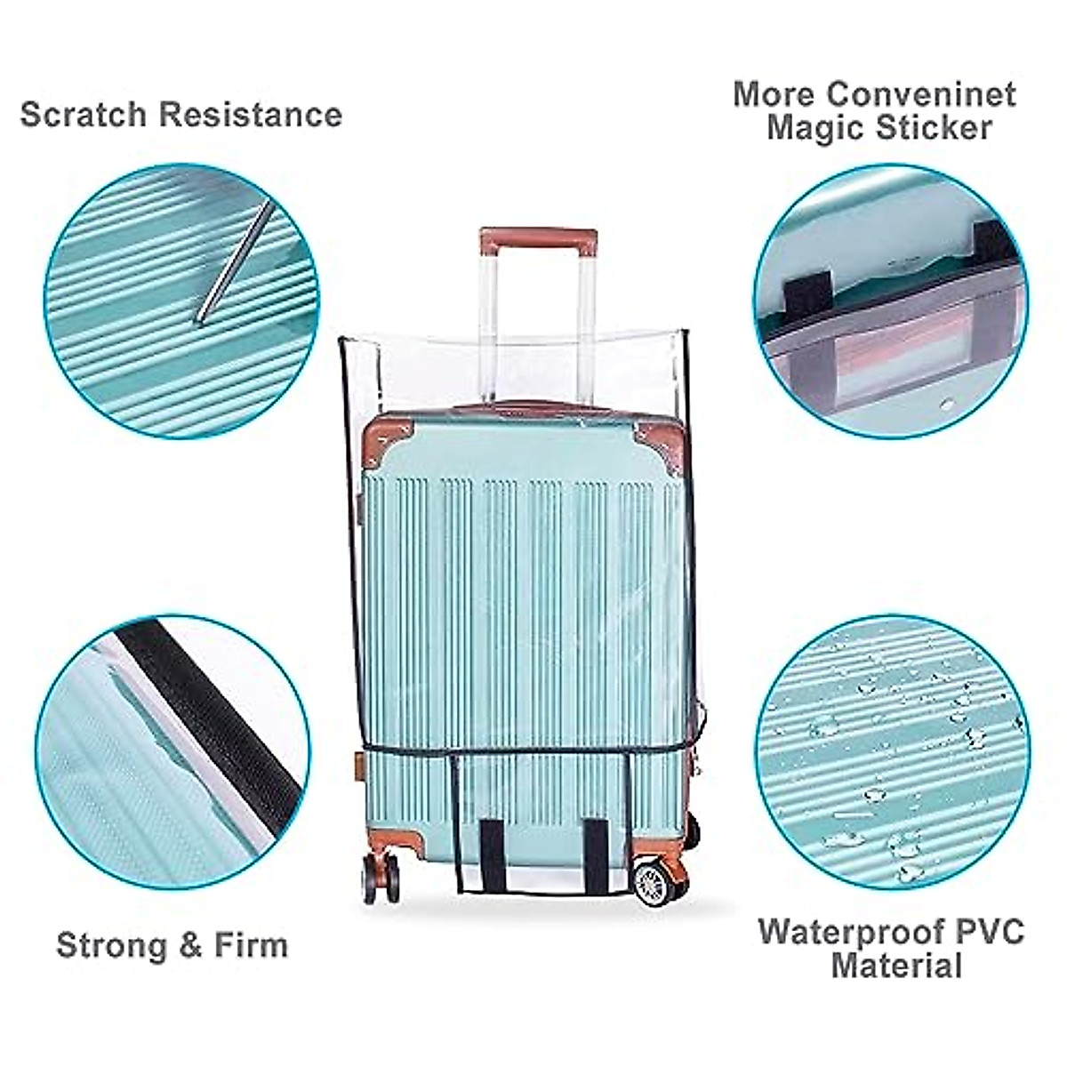 QUMENEY Clear Luggage Cover Protector Bag PVC Suitcase Cover Protectors Transparent Luggage Protector Waterproof Dustproof for Travel (20 Inch)
