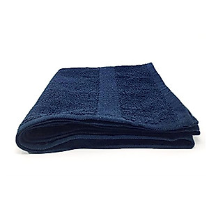 EOM Set of 12 Luxury Hand Towels - Ultra Soft Towels for Bathroom, Salon, Gym, Hotel, or Kitchen - Bleach Safe and 100% Cotton Bath Towels - Super Absorbent Bathroom Towels - 16" x 28" (Dark Blue)