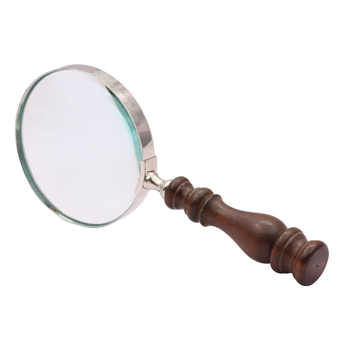10x Handheld Magnifying Glass Lance with Hardwood Designer Handle Magnifier Loupe, Storage Heavy Cloth Pouch