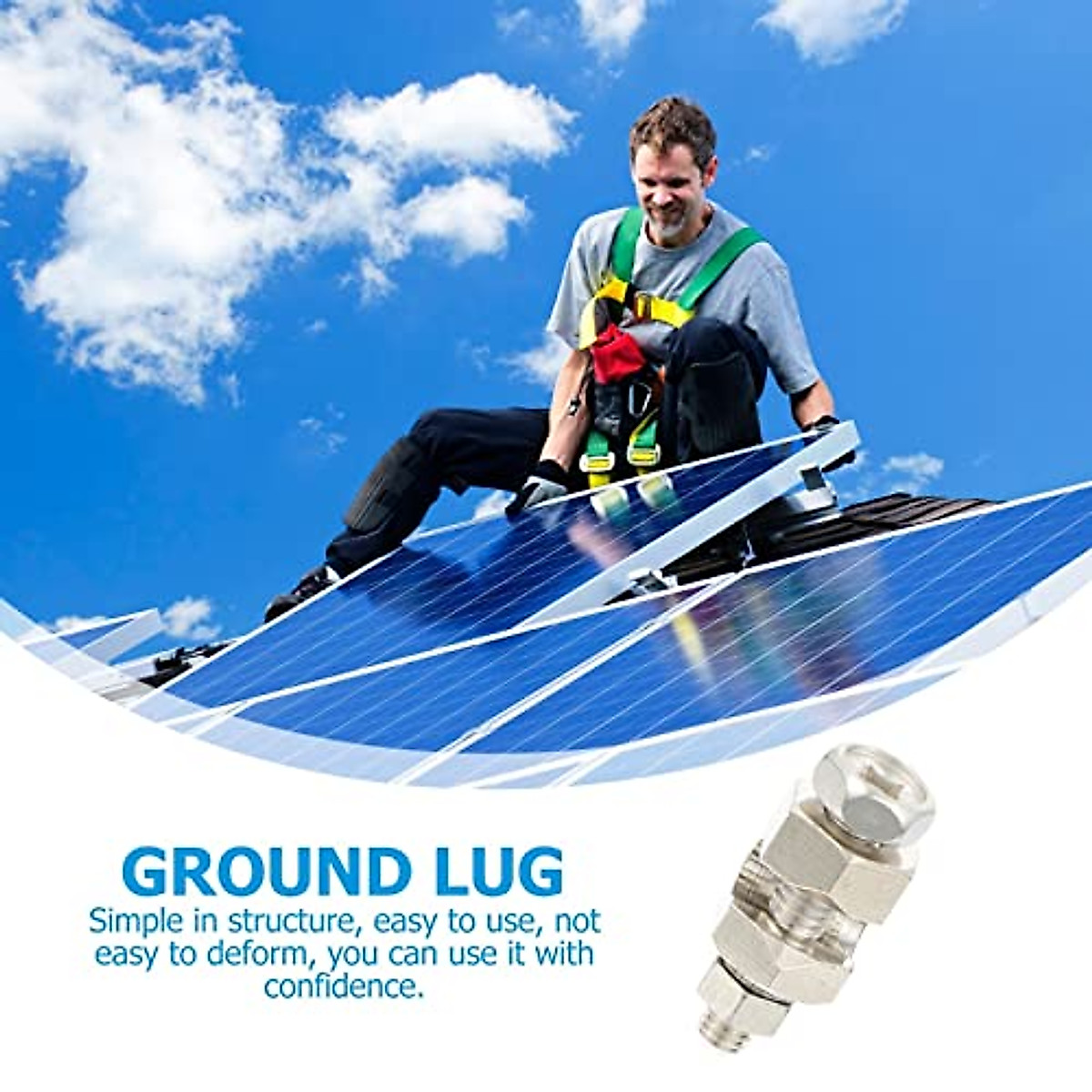 Scicalife 2pcs Solar Panel Grounding Lug Solar Grounding Clip for RV Boat Off Gird Roof Installation Earthing Lug Cable Clamp Wiring Frame Clip Supply