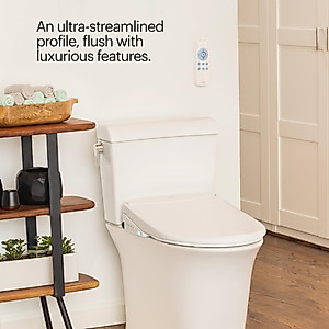 Brondell LS1800-RW Swash Electric Bidet Toilet Seat with Oscillating Stainless Steel Nozzle, Warm Air Dryer, Heated, Night Light, Gentle Close Lid, Thin Profile, Remote Control, Round