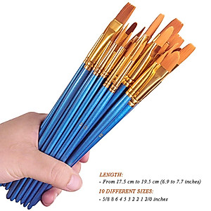 BOSOBO Paint Brush Sets, 6 Pack 60 Pcs Pointed-Round Tip Paintbrushes Nylon Hair Artist Acrylic Paint Brushes for Acrylic Watercolor Oil, Face Art, Model, Miniature Detailing & Rock Painting, Blue