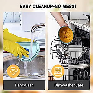 Silicone Crock Pot Liner-Crockpot Divider Insert Fit 6-8 Quarts, Reusable Slow Cooker Silicone Liner, Foldable&Dishwasher Safe (Blue+Grey)