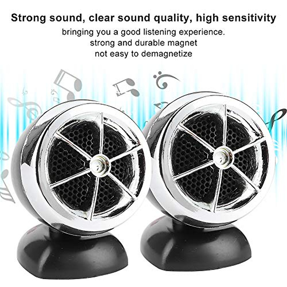 Acouto Car Speakers 1200W 12V Tweeter Mini Horn Music Dome Loudspeaker Audio Speaker for Car Audio System Car Door Speakers Car Audio Tweeters(Silver)