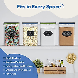 Chef's Path Food Storage Containers - Pantry Organization and Storage - Great for Flour, Sugar, Baking Supplies - Airtight Kitchen Bulk Food Canisters - BPA-Free - 6 PC Set - Spoons, 8 Labels & Pen