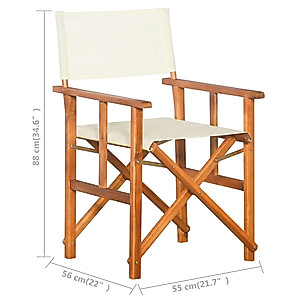 vidaXL Foldable Director's Chair - Solid Acacia Wood, Weather-Resistant, Polyester Seat, Backrest, Stylish Design, Easy to Store/Transport, Suitable for Camping and Beach Outtings