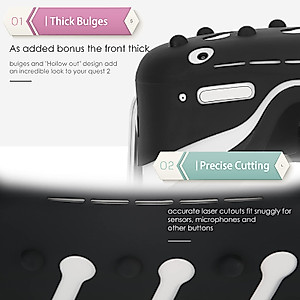 Protective VR Shell for Quest 2 Oculus Accessories Silicone Front Face Protector Cover VR Headset Protective Skin Hood with Thick Bulges Anti Scratch Preventing Collisions Dust Proof (Black)