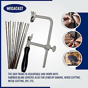 Megacast GERMAN STYLE JEWELERS SAW FRAME with 144 ASSORTED JEWELERS SAW BLADES