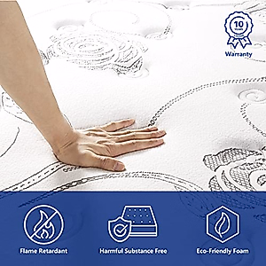 Olee Sleep 13 inch Galaxy Hybrid Gel Infused Memory Foam and Pocket Spring Mattress (Queen) White, Grey