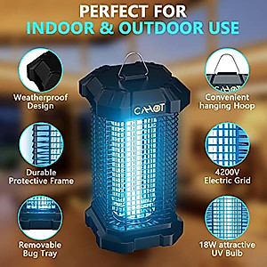 Cahot Bug Zapper, Indoor & Outdoor 4200V Mosquito Zapper, Weatherproof Fly Killer with 10ft Extra Long Cable & Metal Cage, Pest Control Device for Home, Kitchen, Backyard, and More