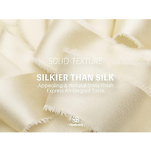 Vitalizart White Silk Satin Ribbon 1-1/2 inch x 15 Ivory Handmade Frayed Ribbons for Gift Wrapping Baby Shower Wedding Bridal Bouquets Holiday Decor Cream