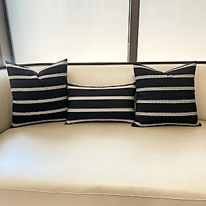 Slow Cow Decorative Stripe Throw Pillow Cover Modern Country Design Cushion Cover Pillow Cover 18 x18 Inches Black Mixed Off White