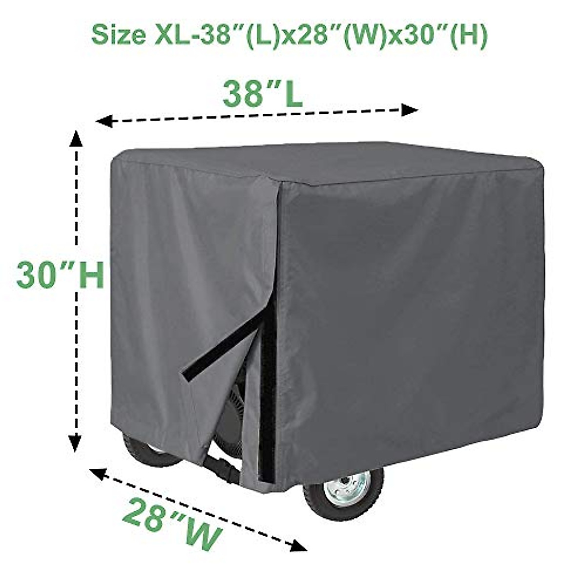 AKEfit Generator Cover for 5500-15000 Watt Portable Generators, Waterproof Heavy Duty 600D Oxford Fabric Universal Cover, UV Protection Windproof Portable Generator Cover Large 28x38x30 inch, Gray