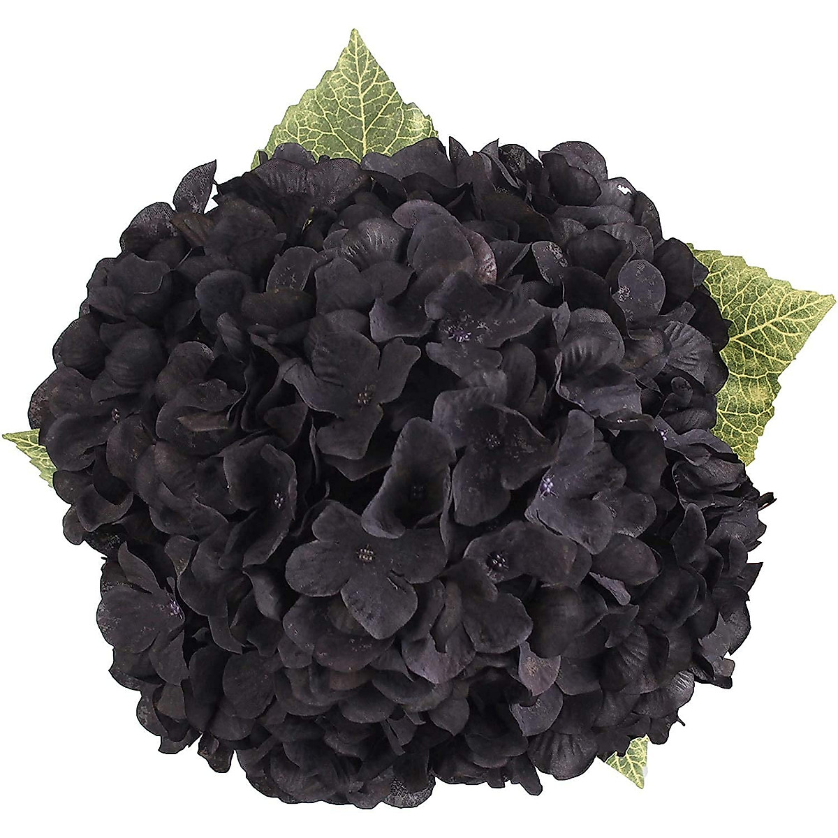 Yamuduo 5Heads Artificial Fake Flowers Plants Silk Hydrangea Arrangements Wedding Bouquets Decorations Plastic Floral Home Kitchen Garden Party Festival Bar DIY (Black)
