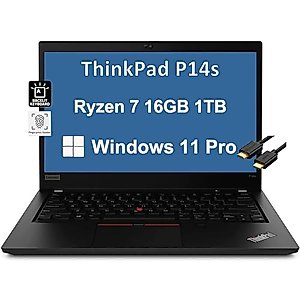 Lenovo ThinkPad P14s 14" FHD (AMD 8-core Ryzen 7 Pro 4750U (Beat i7-10750H), 16GB RAM, 1TB SSD) Mobile Workstation Business Laptop, Backlit Keyboard, Fingerprint, WiFi 6, Win 11 Pro, IST Cable, Black