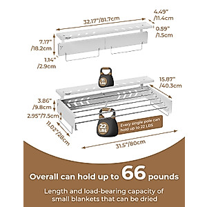 yamagahome Clothes Drying Rack Wall Mounted with Extra Storage Board, Laundry Drying Rack Collapsible with Handle, Collapsible Drying Racks for Laundry for Indoor and Outdoor, 31.5''