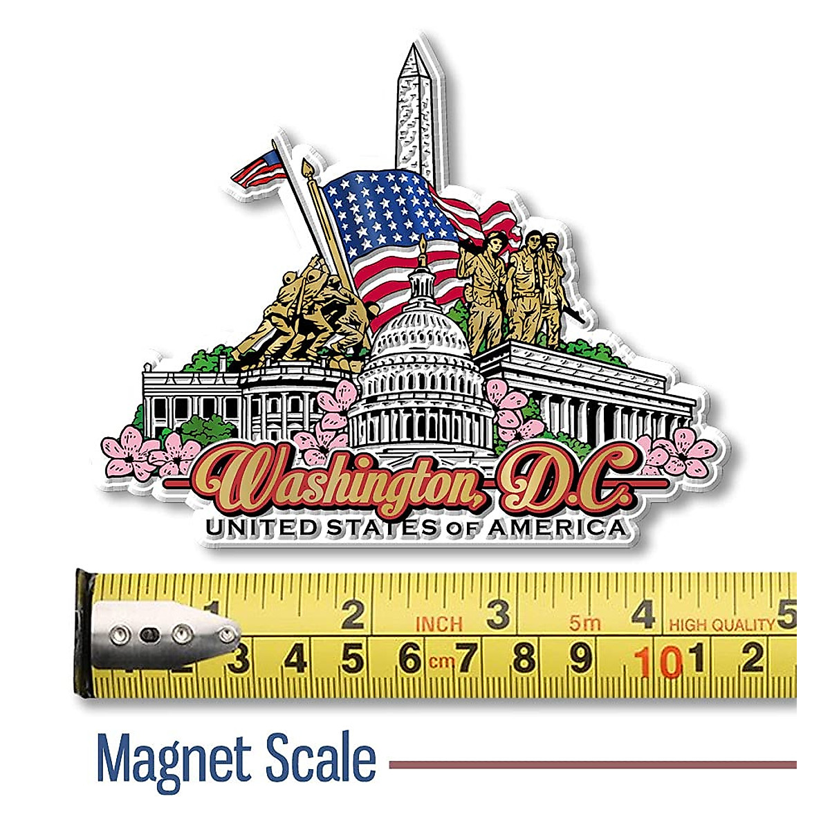 Washington, D.C. Magnet by Classic Magnets, Collectible Souvenirs Made in The USA, 4.4" x 3.6"