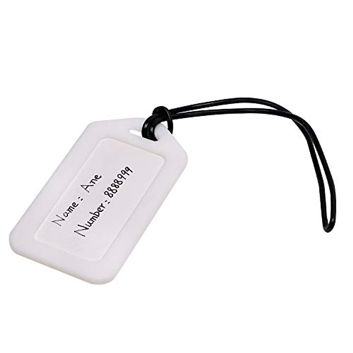 Mini Skater 6.7 inch/17cm Premium Plastic luggage Tag Loop Travel Bag Identification Tag PVC Name ID Card Worm Loop Strap for Luggage Bag ID Tag (Black,50Pcs)