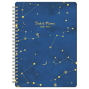 Student Planner 2024-2025 - School Planner, JUL 2024 - JUN 2025, 6.3" x 8.4", Monthly Weekly Planner/Agenda, Thick Paper + Holidays + 3-Hole Punched + Twin-Wire Binding, Stickers, Blue