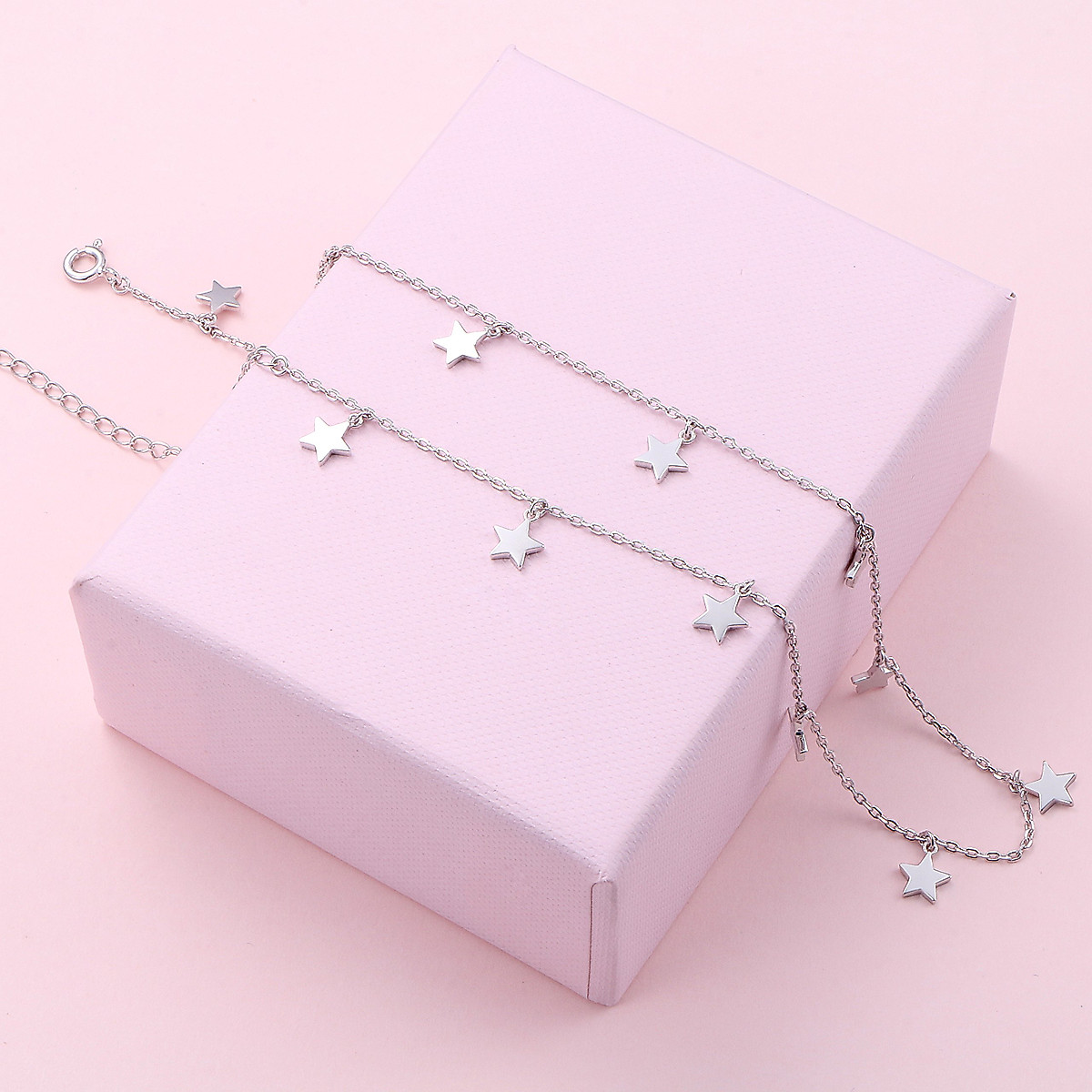 Sterling Silver Jewelry Lucky Star Choker Necklace Pendant Disc Chain Statement Necklace For Women