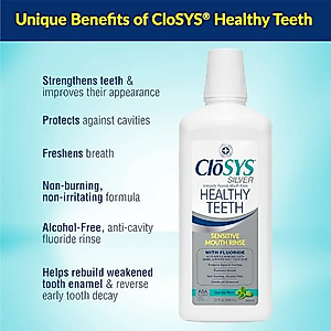 Closys Healthy Teeth Anti-Cavity Oral Rinse Mouthwash with Fluoride, Non-Burning, Non-Irritating – 32 Fl Oz