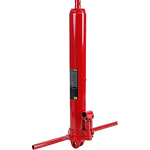 Big Red 3 Ton Hydraulic Long Ram Jack with Single Piston Pump and Clevis Base (Fits: Garage/Shop Cranes, Engine Hoists, and More) w/Handle, Red, A41417R