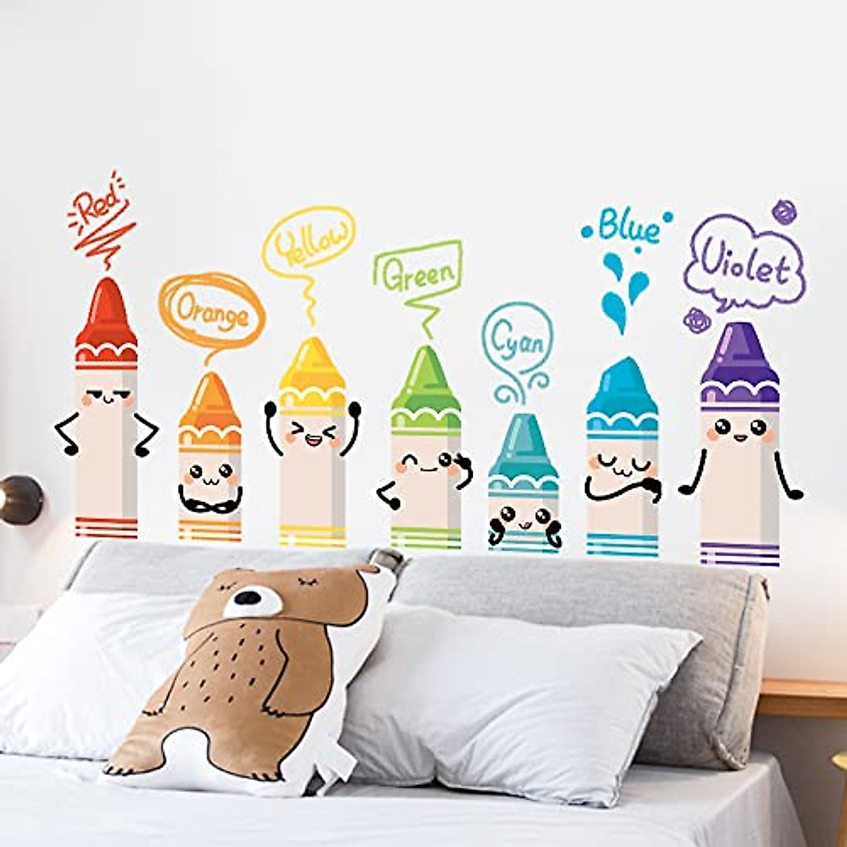 Crayon Color Wall Decals for Kids Rooms - Educational Wall Stickers