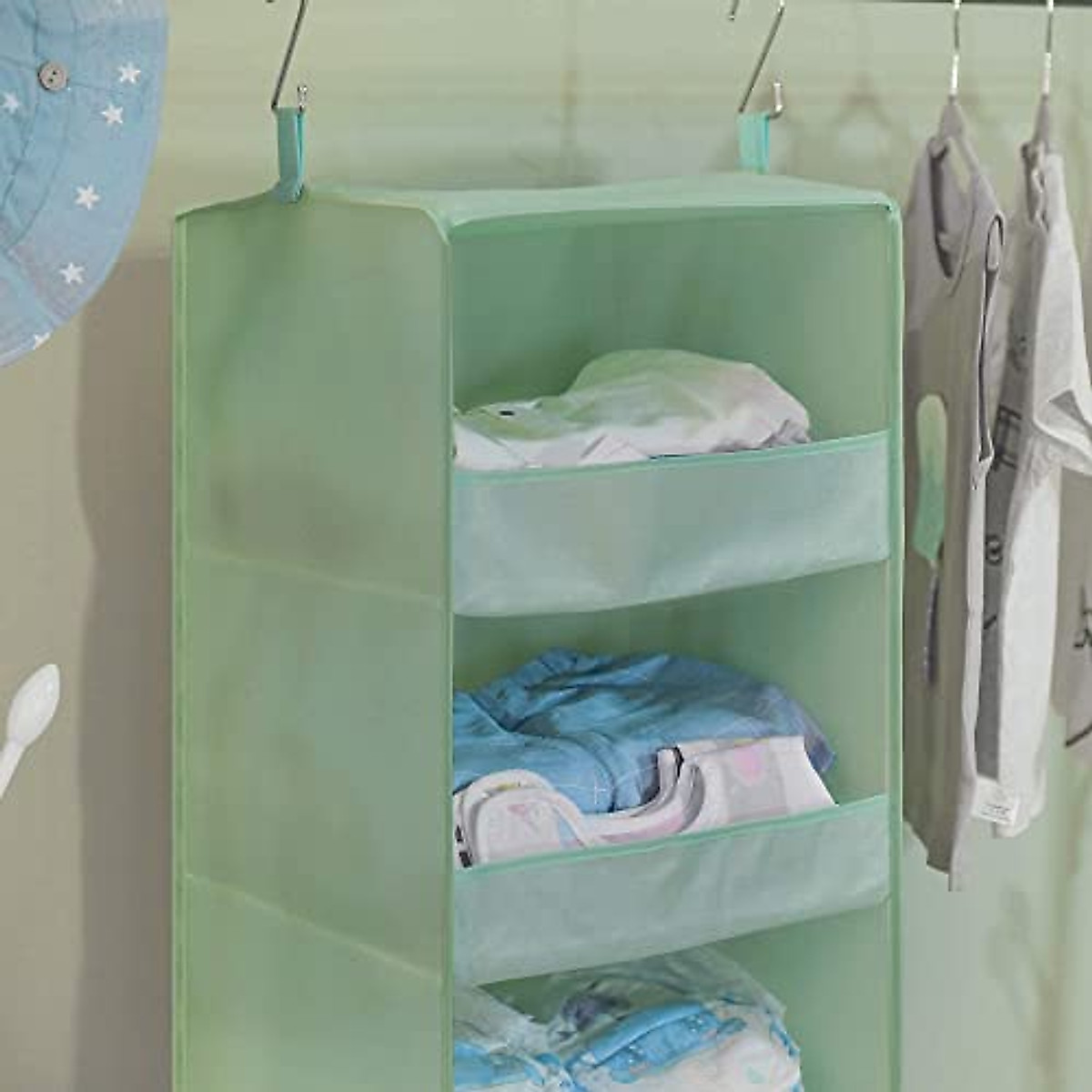GRANNY SAYS Bundle of 1-Pack Light Green Hanging Organizer & 1-Pack Light Blue Hanging Closet Organizer