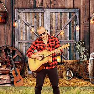 Moukeren Western Party Backdrop Western Cowboy Party Decoration Supply Wild West Decor Wooden House Barn Photo Background for Kids Children Boy Baby Photo Birthday Banner Rustic Booth(6.6 x 9.2 Ft)