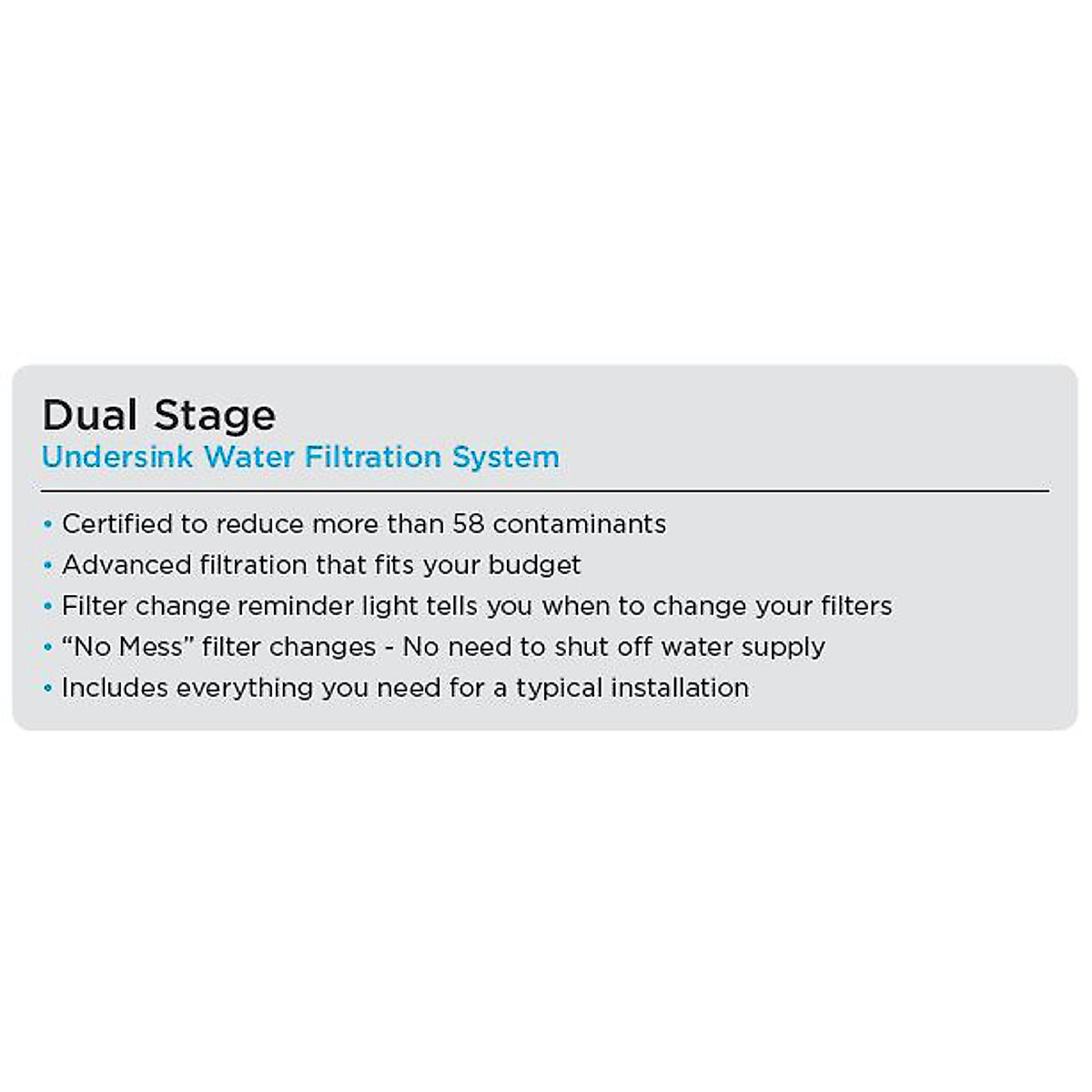 EcoPure ECOP20 Dual Stage Undersink Water Filtration System, 1 Count (Pack of 1), White