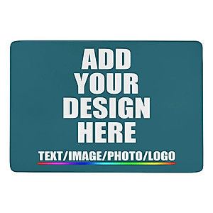 YTEBSIUA Custom Funny Welcome Doormat Personalized Logo Photo Text Door Mats Decorative Entrance Floor Mat Non-Slip Indoor Outdoor Rug Housewarming,60x40inch Blue Green