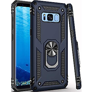 Galaxy S8 Case - Military Grade 16ft Drop Tested, Magnetic Ring Kickstand, Car Mount Compatible, Slim Fit, Heavy Duty Protection - Blue