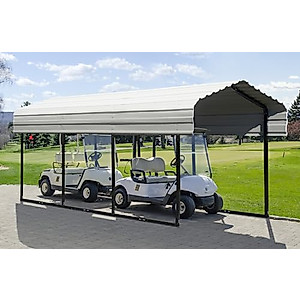Arrow Shed 10' x 15' x 7' Carport Car Canopy with Galvanized Steel Horizontal Roof, Garage Shelter for Cars and Boats, Eggshell