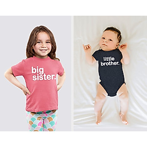 Big Sister Little Brother Outfit Matching Shirts Sets Baby Newborn Outfits Shirt (Mauve/Charcoal Black, Kid (6Y) / Baby (NB))