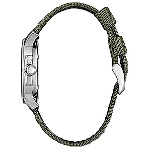 Citizen Men's Eco-Drive Weekender Garrison Field Watch in Stainless Steel with Olive Nylon strap, Black Dial (Model: BM8180-03E)