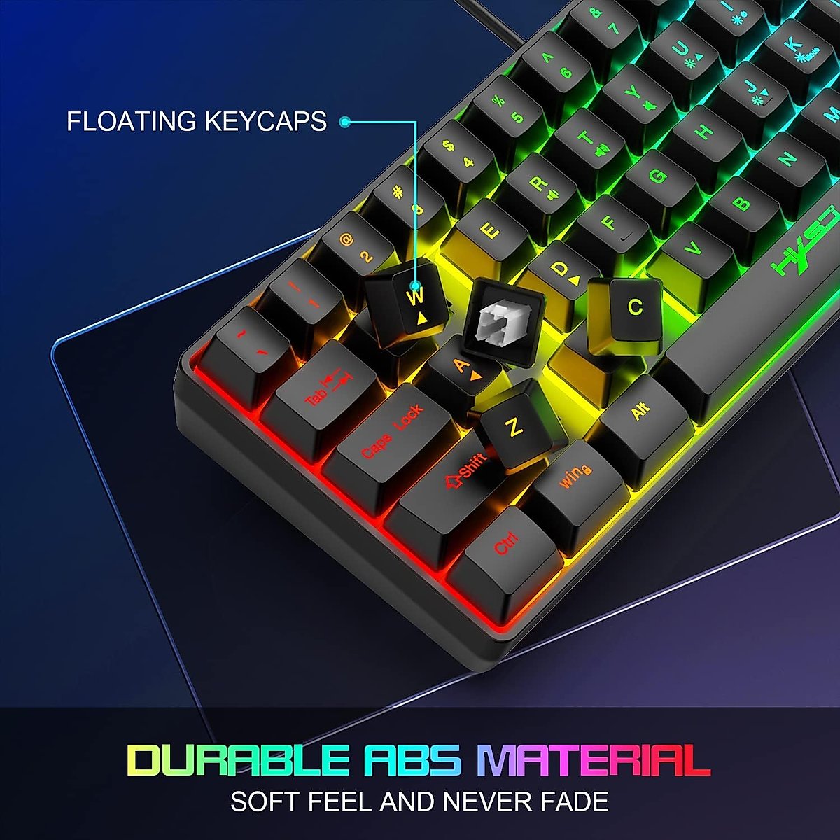 SELORSS Gaming RGB Wired Keyboard and Mouse Combo - USB Gaming Keyboard Compact 61 Keys RGB LED Backlit & Gaming Mouse 6400 DPI - Wired Switch Contoller for Nintendo,Windows PC Gamers,PS4-4 in 1