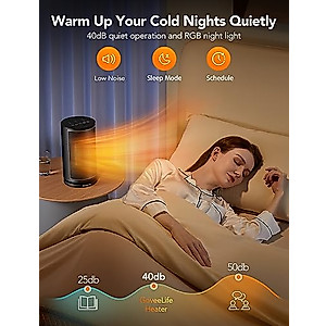 GoveeLife Smart Space Heater, Electric Space Heater with Thermostat, Wi-Fi & Bluetooth App Control, Works with Alexa & Google Assistant, 1500W Ceramic Heater for Bedroom, Indoors, Office, Living Room