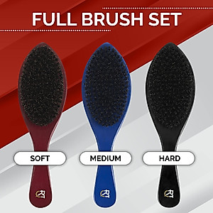 Roman-T Men's 360 Wave Brush Set - Three Handle Brushes for 360 Waves (Soft, Medium & Hard) - Grooming Gift Set
