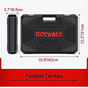 GoYwato Home Tool Kit 287PCs - Complete Repair General Hand Tool Set for Men Women - Household Tool Kit for Home Improvement with Hammer & Pliers Set & Ratchet Wrench & Socket & Portable Tool Box Case