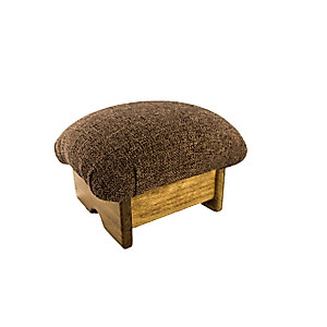 KR Ideas Mini Padded Foot Stool, Cocoa Brown, 7" Tall, Walnut Stain (Made in The USA) (Maple Stain)