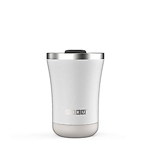 Zoku 12oz Powder Coated Tumbler, White | Premium Stainless Steel and Vacuum Insulated | Special Rotating Lid Designed for Sipping and Straw Use