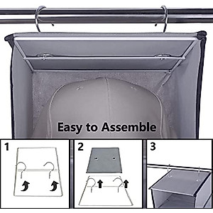 GRANDAN Hat Rack, 10 Shelf Hanging Closet Hats Organizer for Baseball Caps, Easy Hat Holder with Upgrade Metal Hooks (Gray)