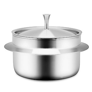 Bella cuisine Korean Earthen Pot(TTukbaegi), Stainless Steel Stock Pot with Lid Enable Induction, Cooking Pot HEALTHY COOKWARE Stockpots